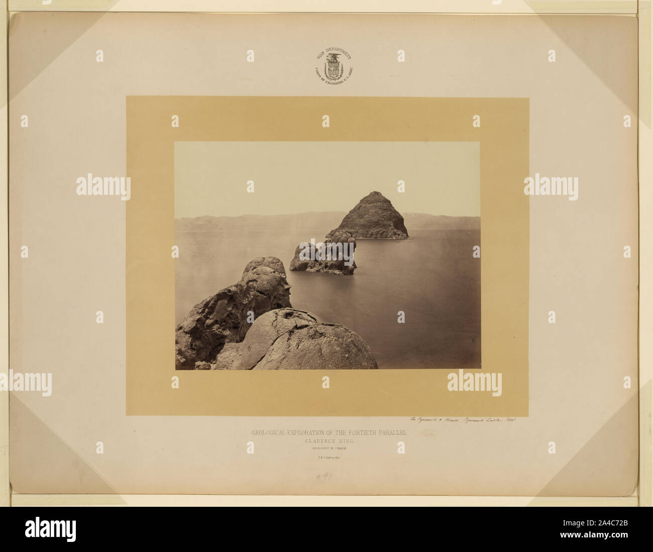 The Pyramid and Domes, Pyramid Lake, Nev. / T.H. O'Sullivan, phot Stock ...