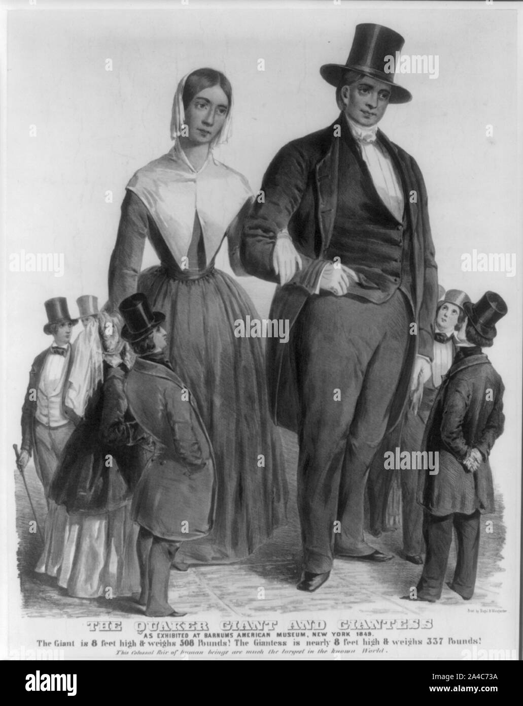 The Quaker giant and giantess as exhibited at Barnums American museum ...