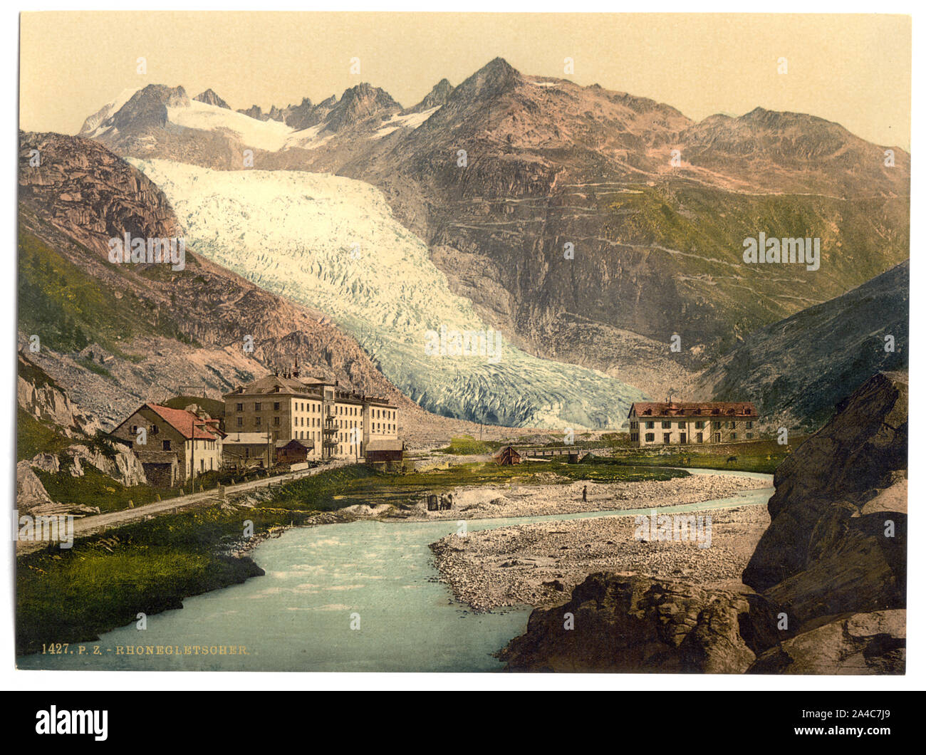 The Rhone Glacier, Glacier Hotel and Furka Road, Valais, Alps of ...