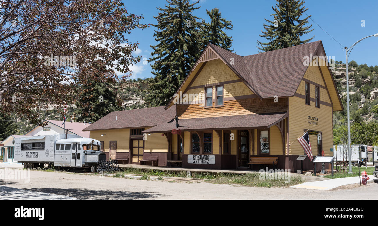 The Rio Grande Southern Railroad depot, built in 1923 in Dolores, a ...