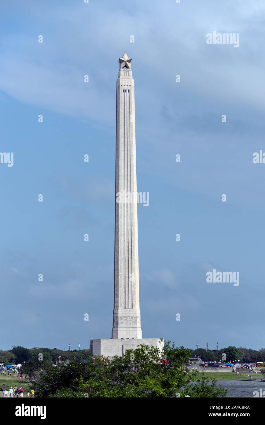 The San Jacinto Monument, a 567-foot-high column located near the ...