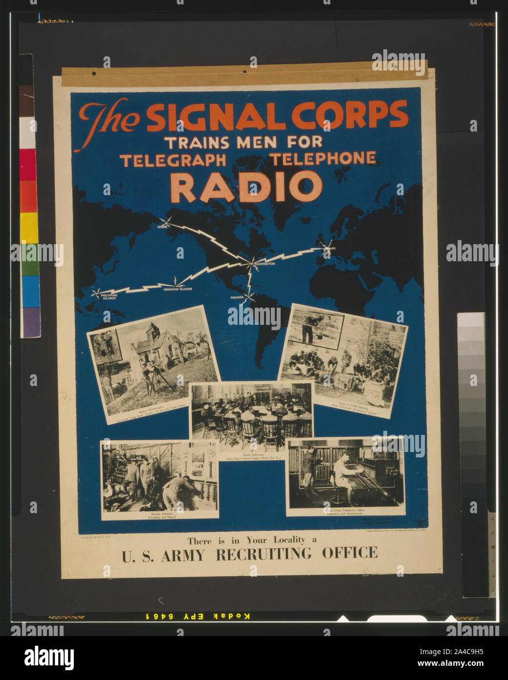 The Signal Corps trains men for telegraph, telephone, radio Stock Photo ...