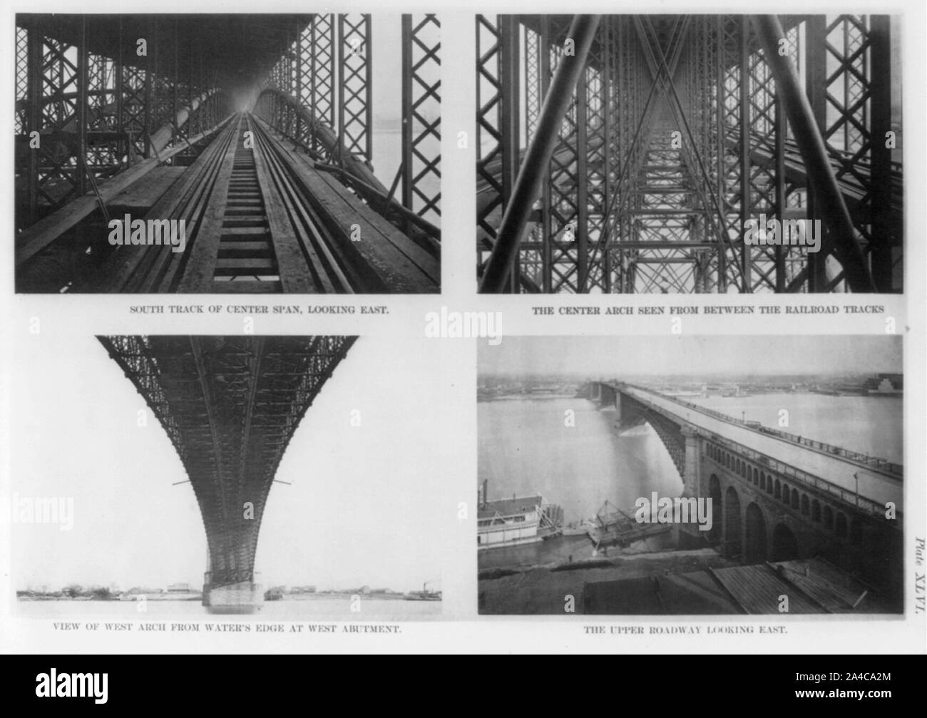 The St. Louis Bridge: [Composite of 4 views]: 1. South track of center ...