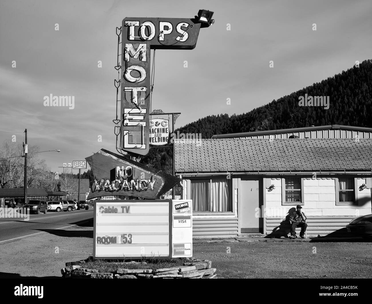 Old motel sign Black and White Stock Photos & Images - Alamy