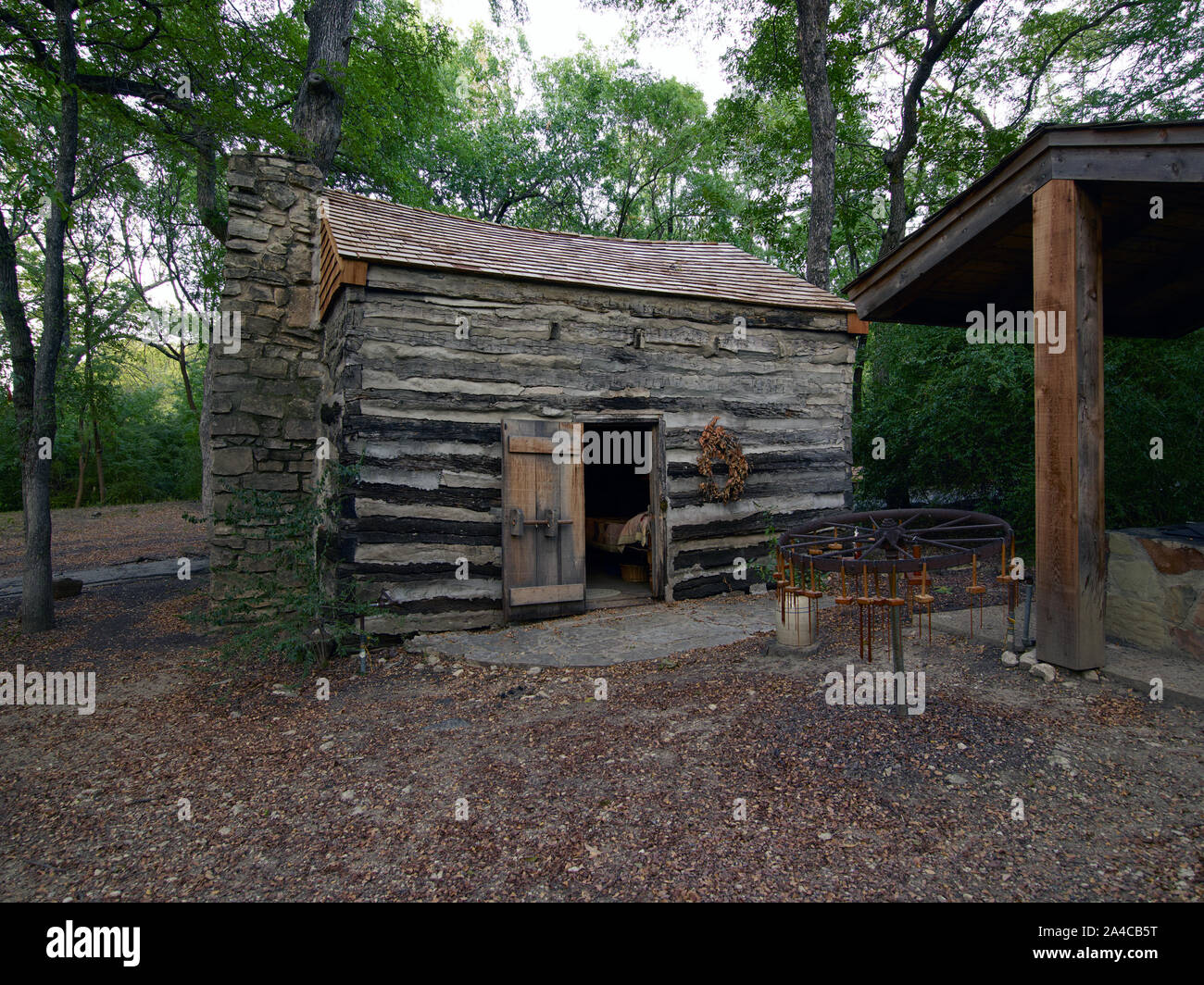 The Tompkins Cabin at Log Cabin Village, a house museum consisting of ...