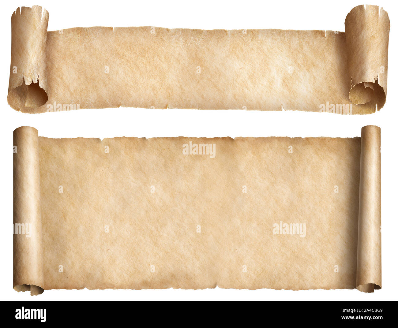 old horizontal narrow paper scrolls set isolated Stock Photo - Alamy