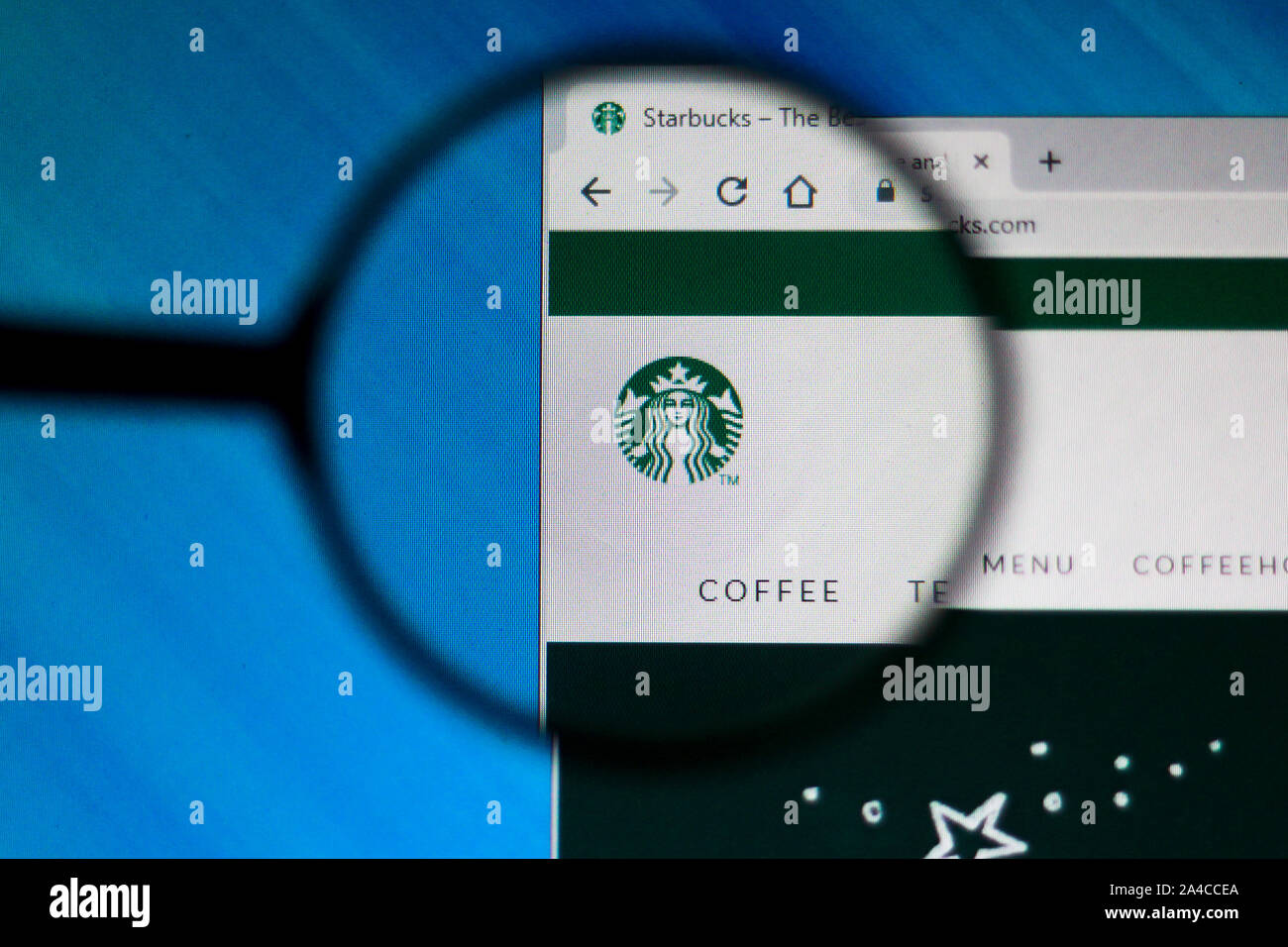 In this illustration the homepage of the Starbucks website is seen ...