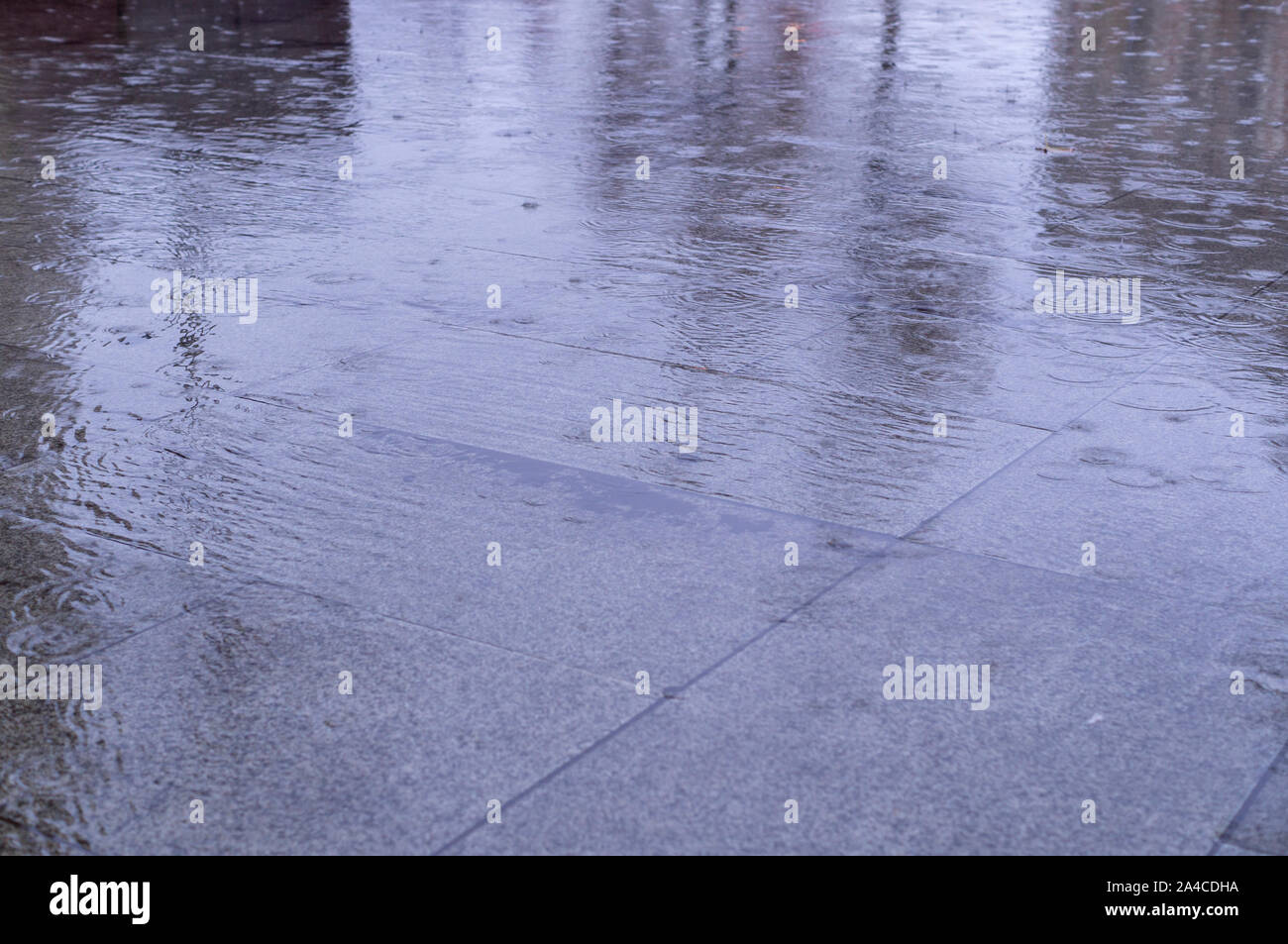 wet tiled sidewalk pavement at rainy day. background, texture Stock ...