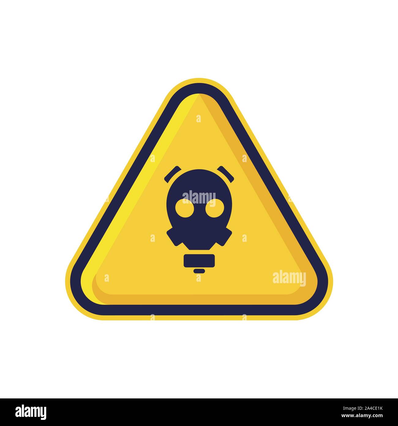 Gas Mask Sign Isolated On White Background. Yellow Triangle Warning ...