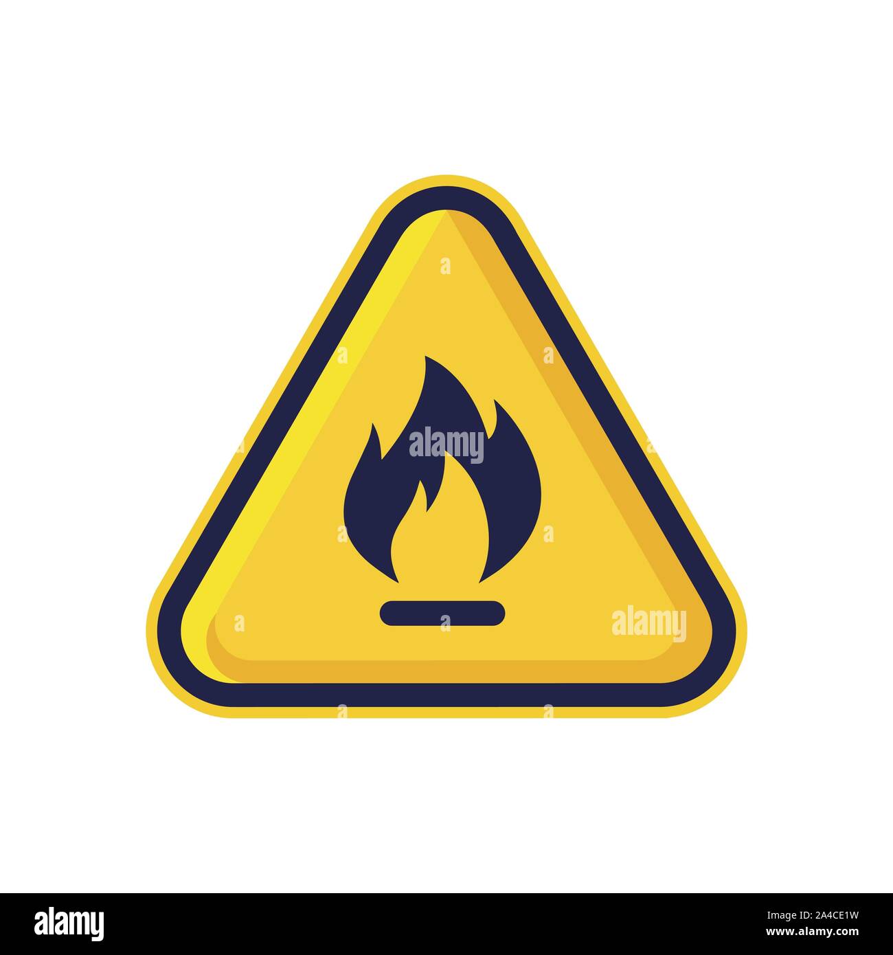 Fire Sign Isolated On White Background. Yellow Triangle Warning Symbol ...