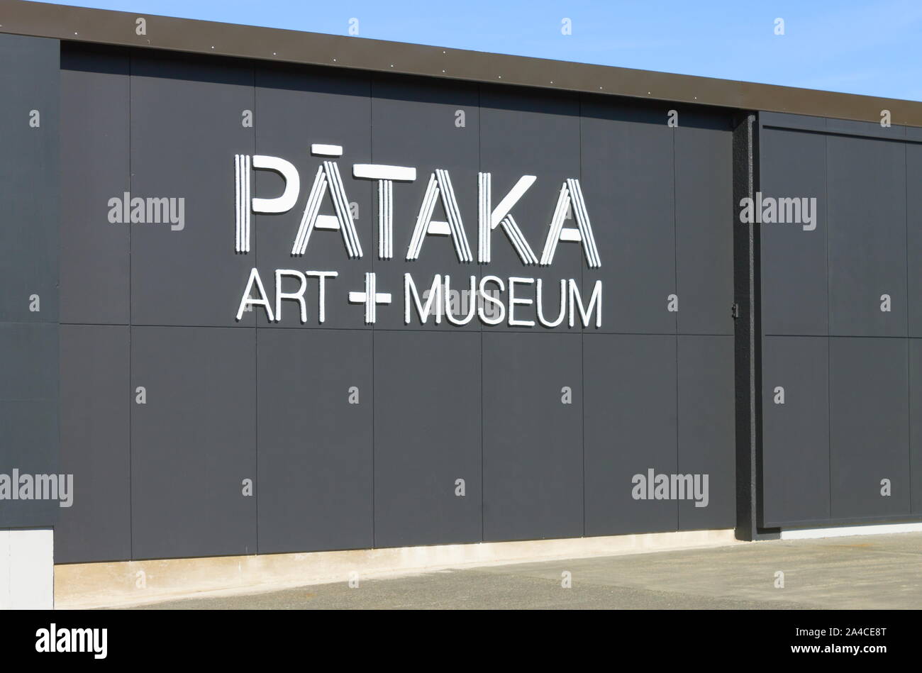 Porirua, New Zealand - September 17th, 2019: Exterior wall of Pataka, a ...