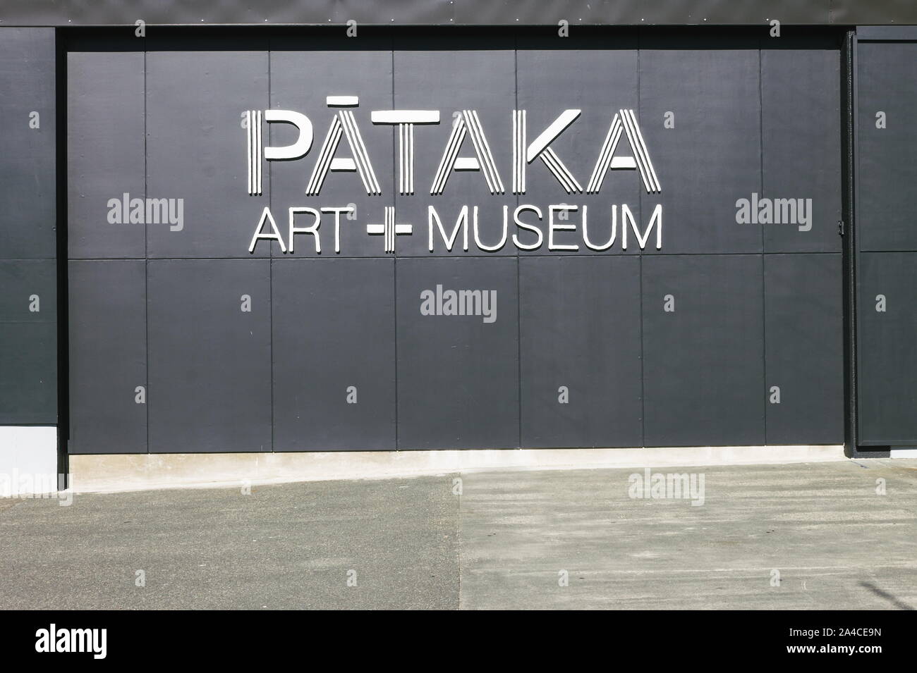 Porirua, New Zealand - September 17th, 2019: Exterior wall of Pataka, a ...