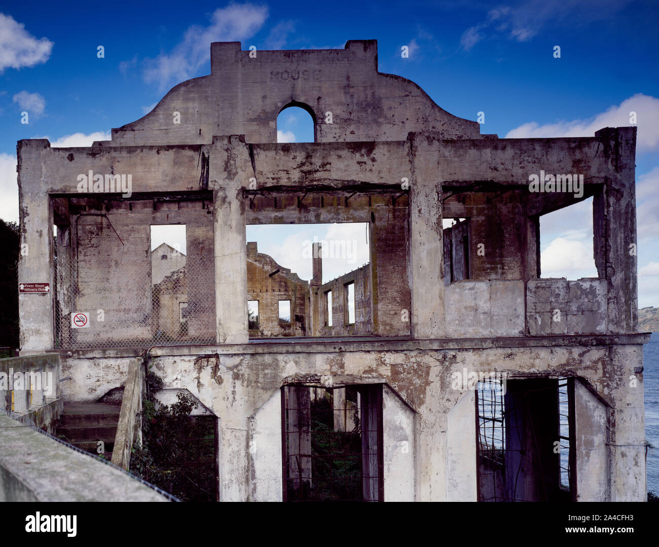 The burned-out officer's club on Alcatraz Island, San Francisco ...