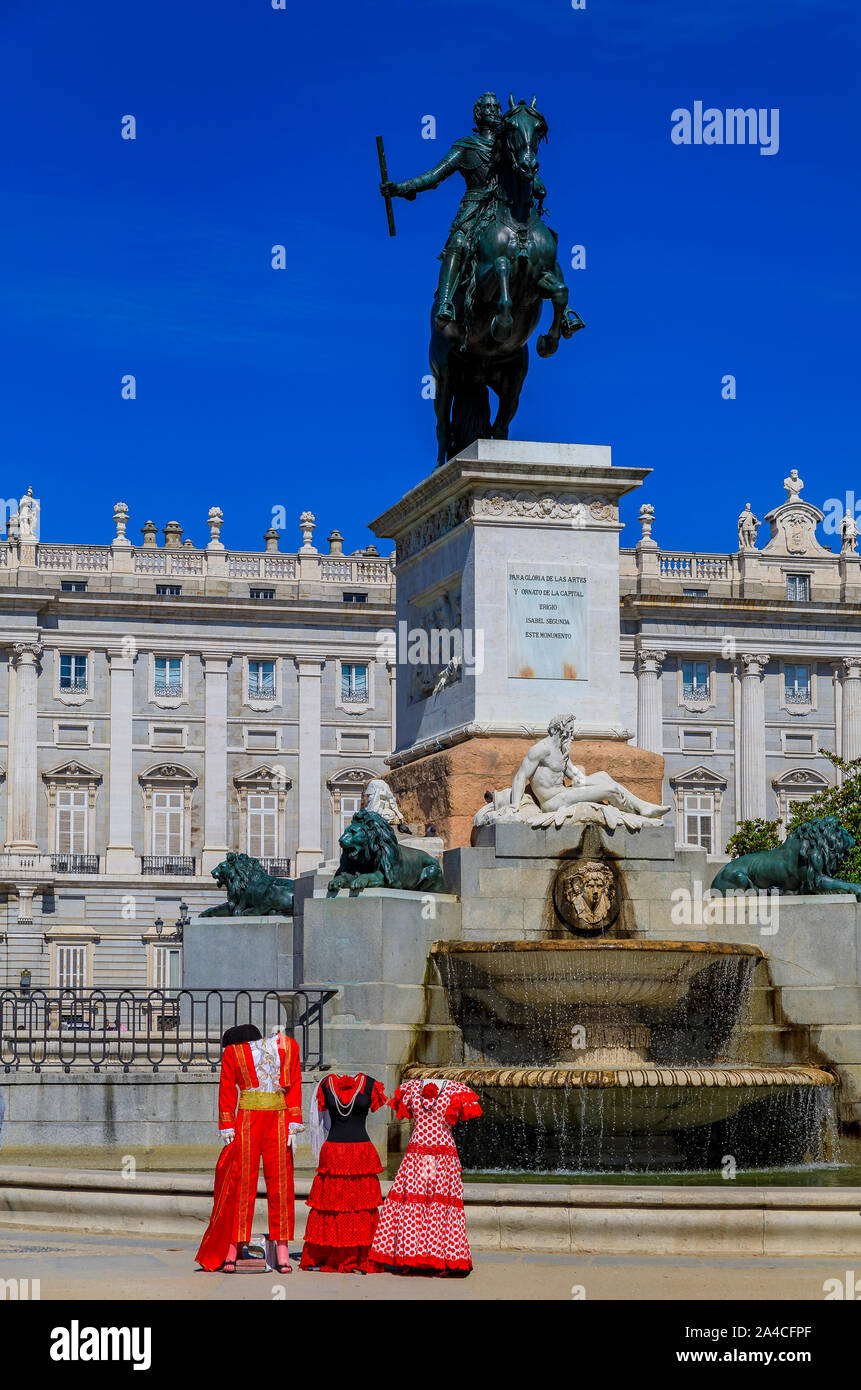 Traditional ornate red flamenco and matador costumes standee photo ...