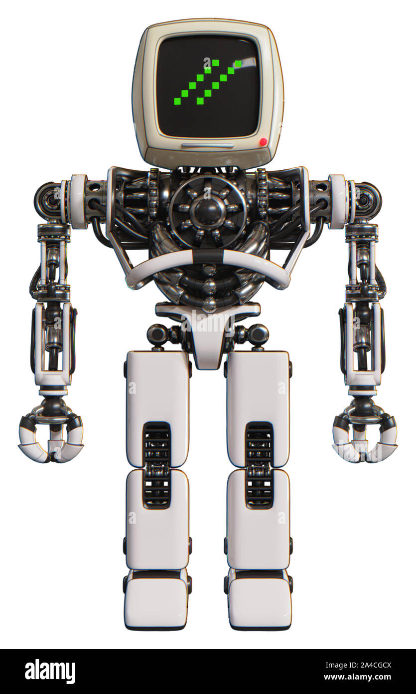 Automaton containing elements: old computer monitor, double backslash ...