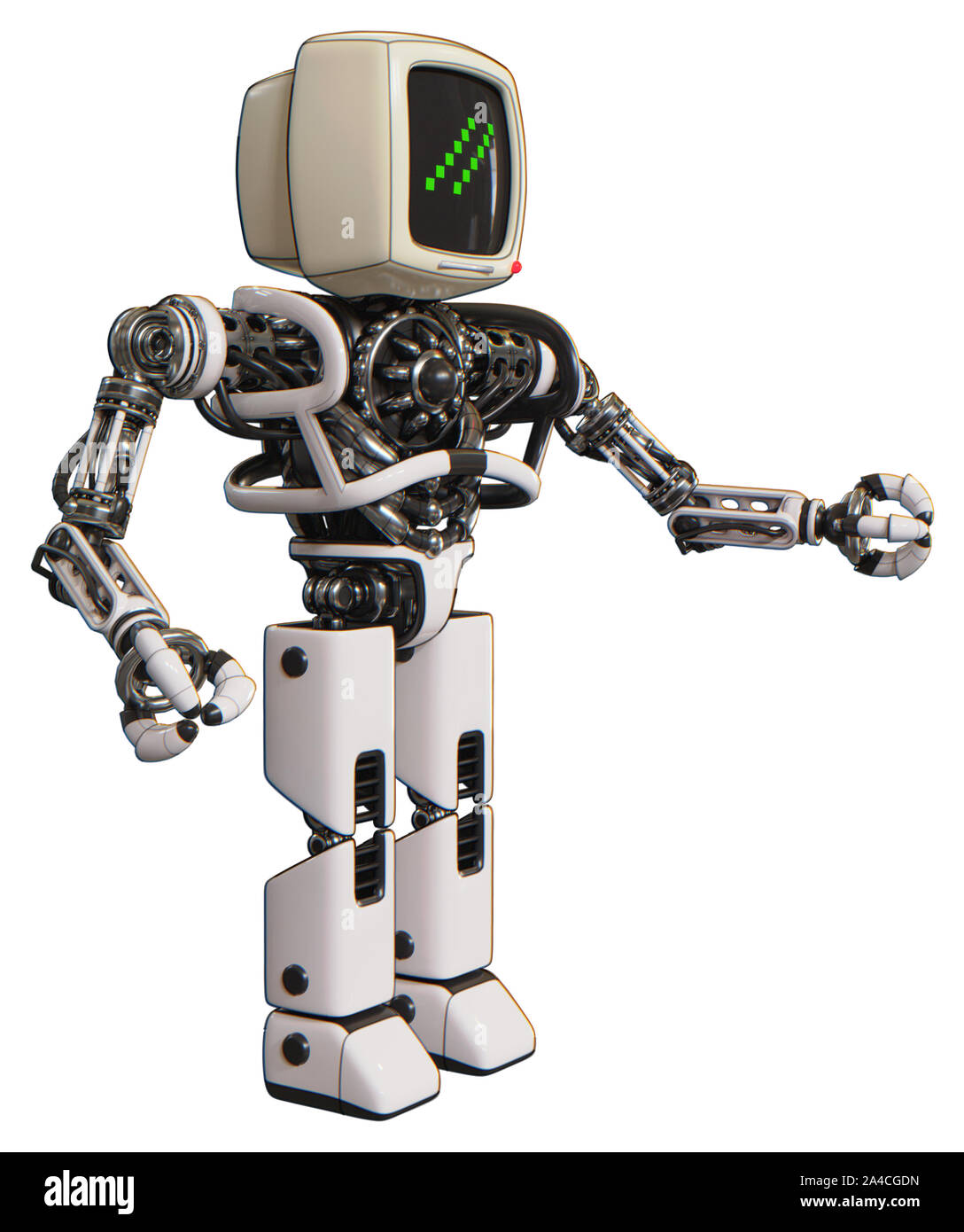 Automaton containing elements: old computer monitor, double backslash ...