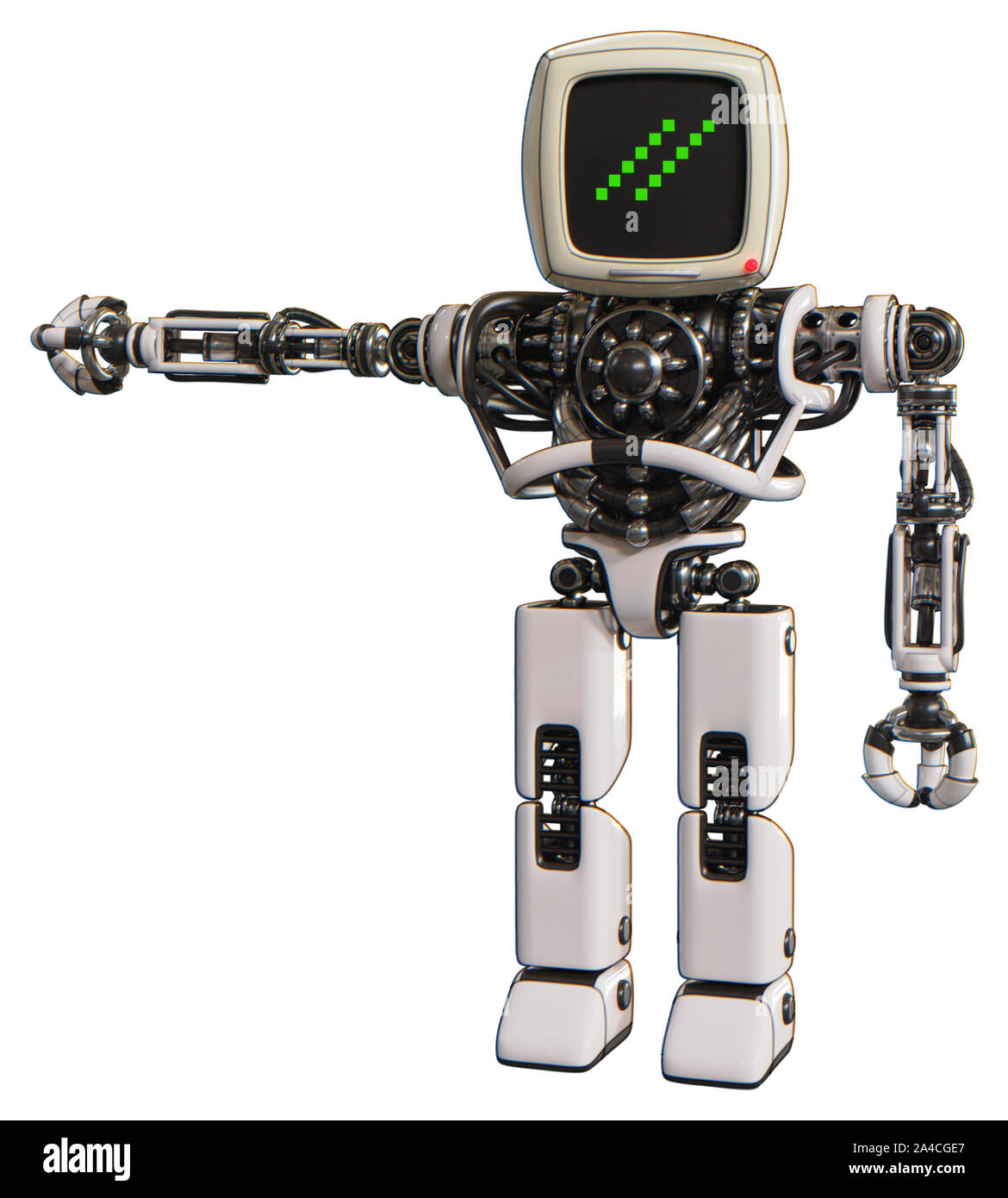 Automaton containing elements: old computer monitor, double backslash ...