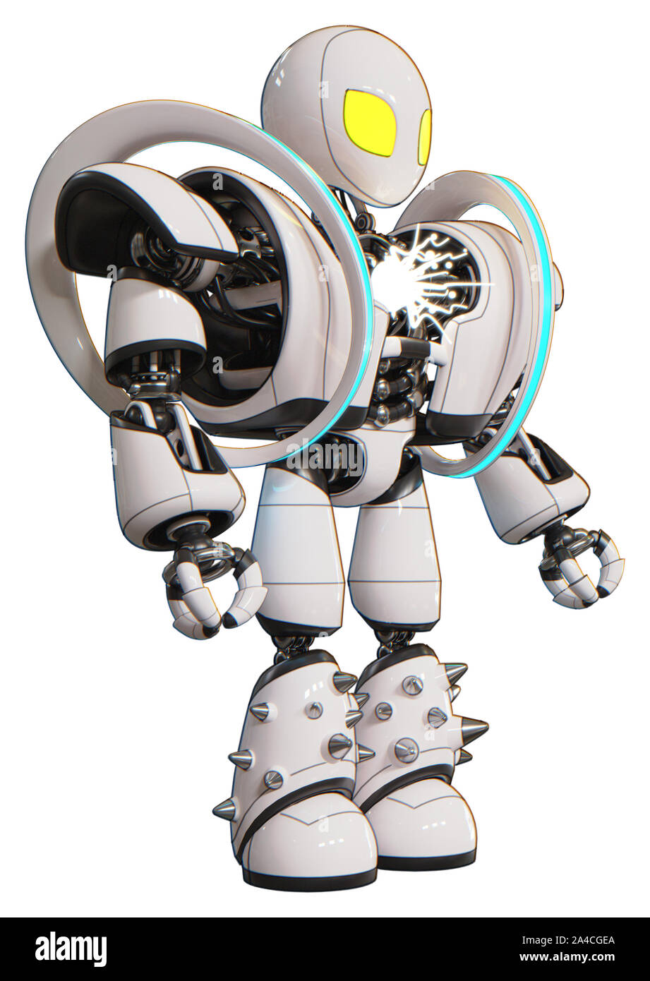 Bot containing elements: grey alien style head, yellow eyes, heavy ...