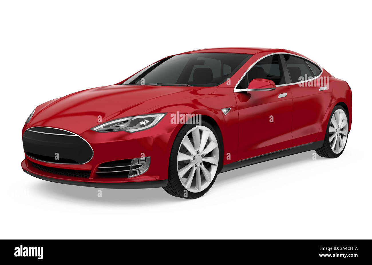 Red Sedan Car Isolated Stock Photo - Alamy