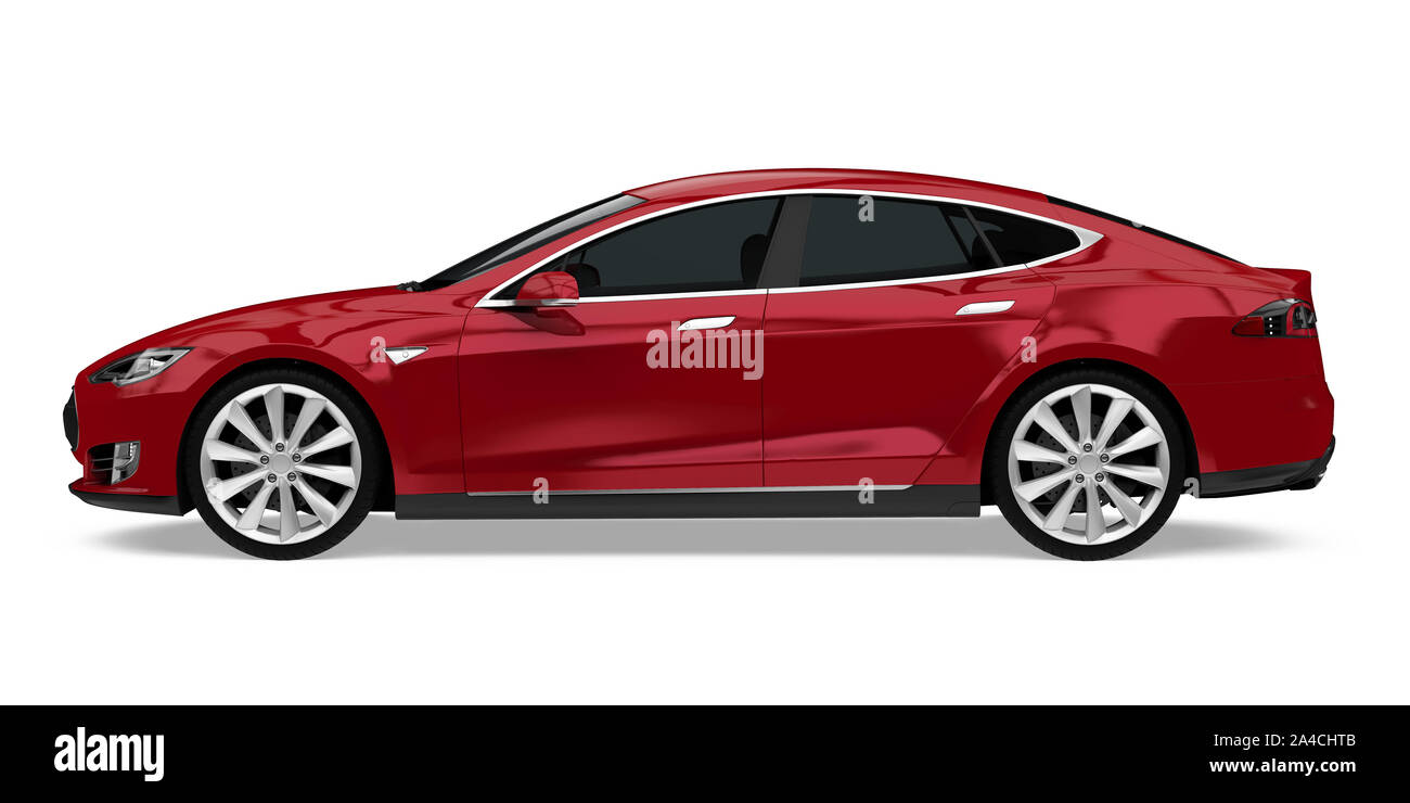 Red Sedan Car Isolated Stock Photo - Alamy