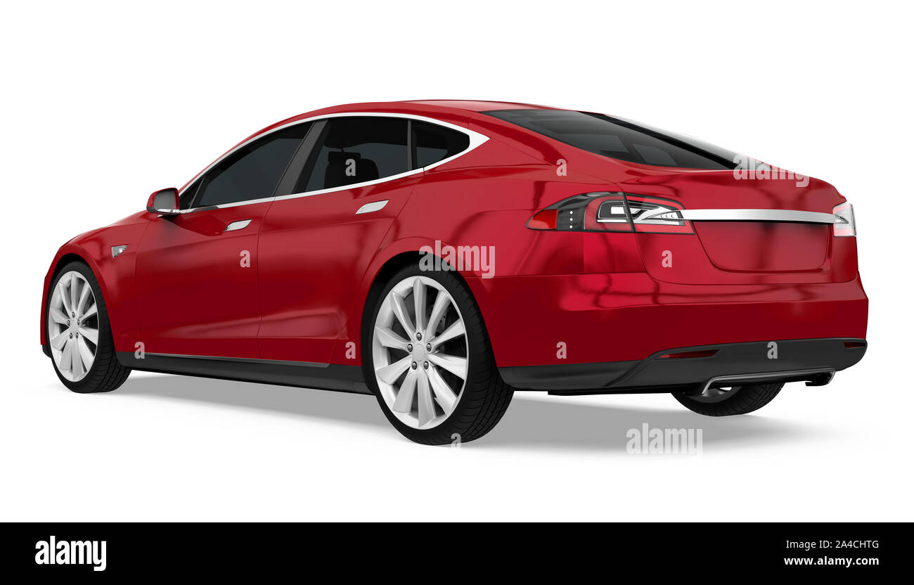 Red Sedan Car Isolated Stock Photo - Alamy