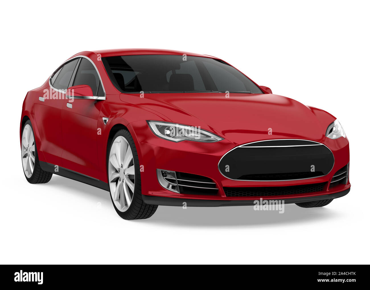 Red Sedan Car Isolated Stock Photo - Alamy