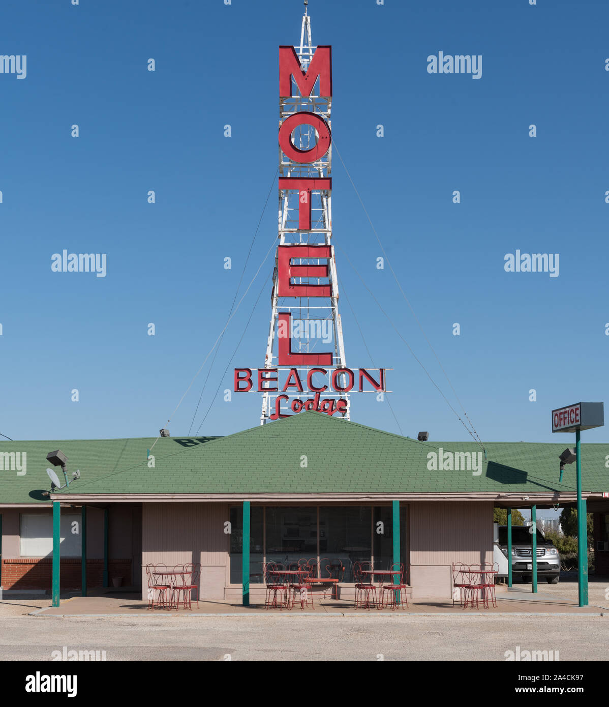 The distinctive Beacon Lodge Motel in Snyder, the seat of Scurry County ...