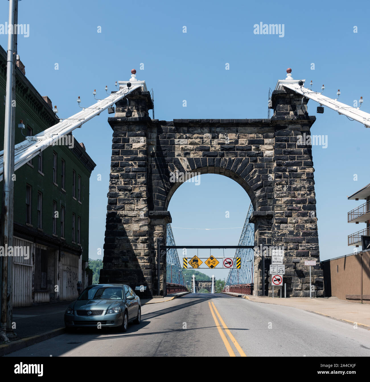 The eastern, or downtown-Wheeling arched entryway to the Wheeling ...