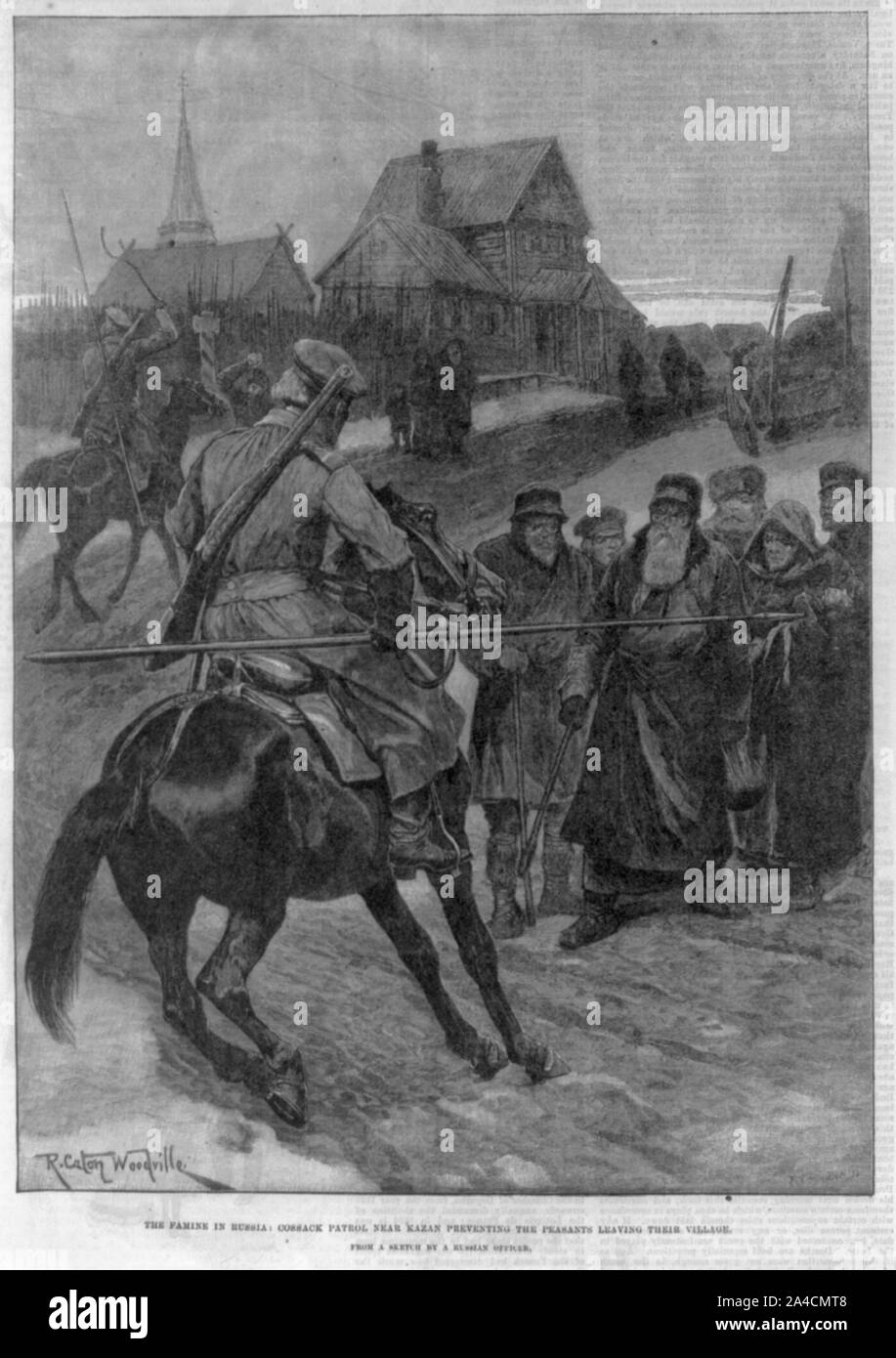The famine in Russia [1892]: Cossack patrol near Kazan preventing ...