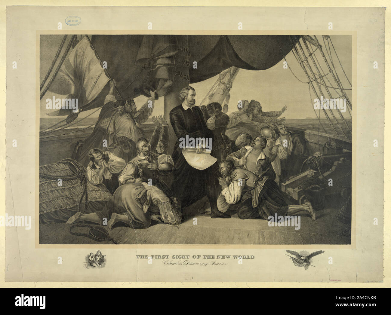 The first sight of the new world - Columbus discovering America Stock ...