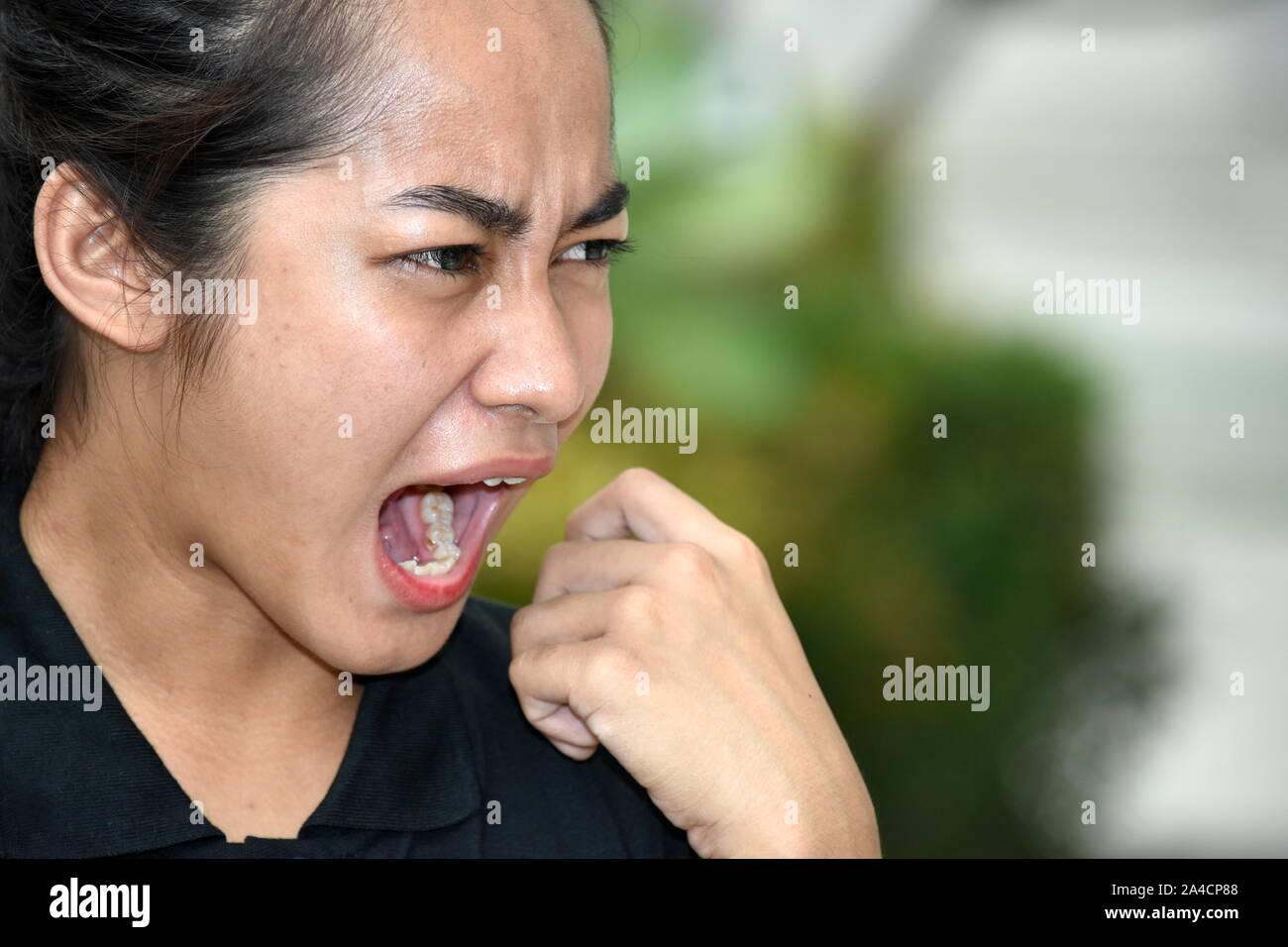 Stressed Beautiful Asian Female Stock Photo - Alamy