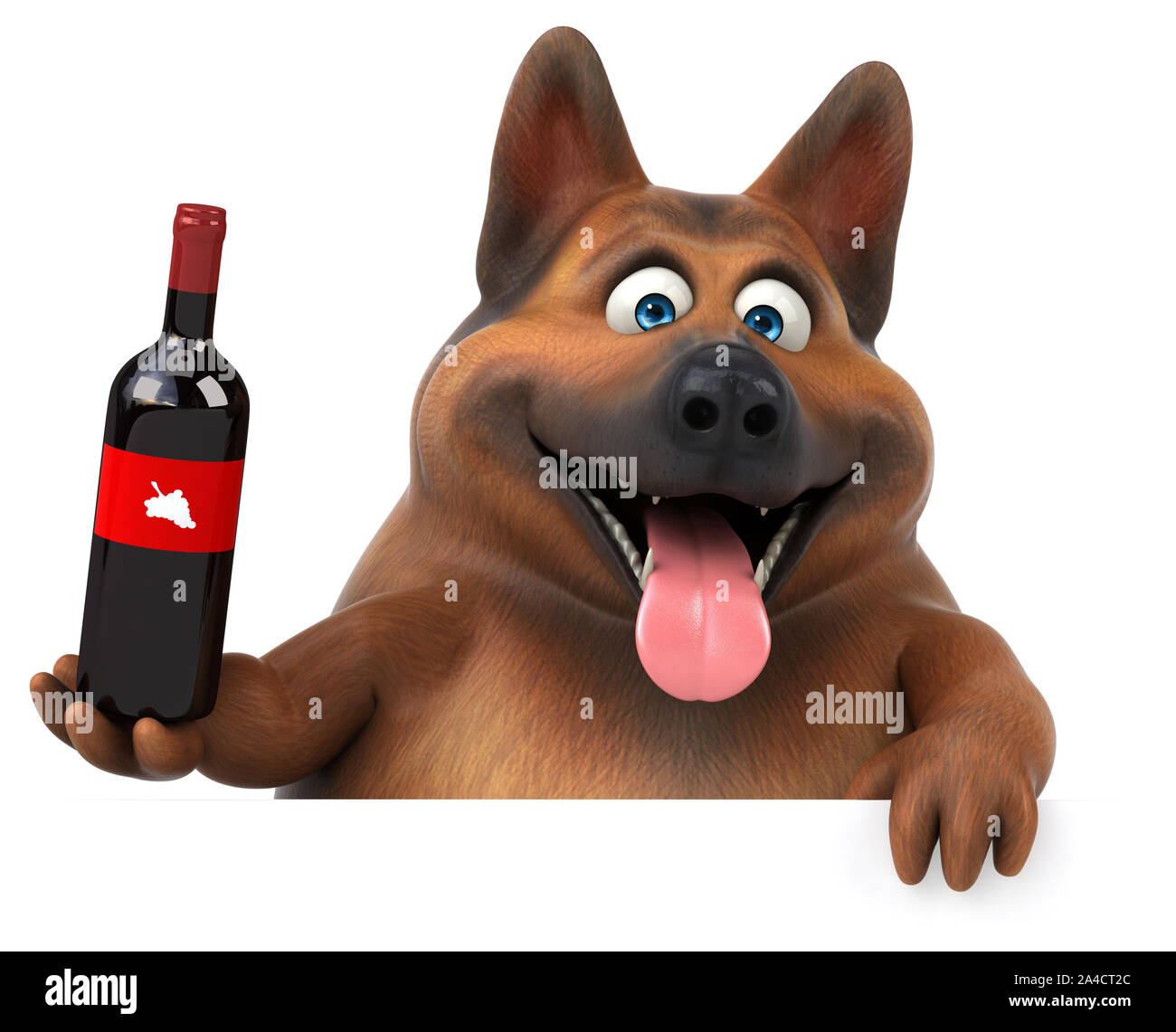 Fun german shepherd dog - 3D Illustration Stock Photo - Alamy