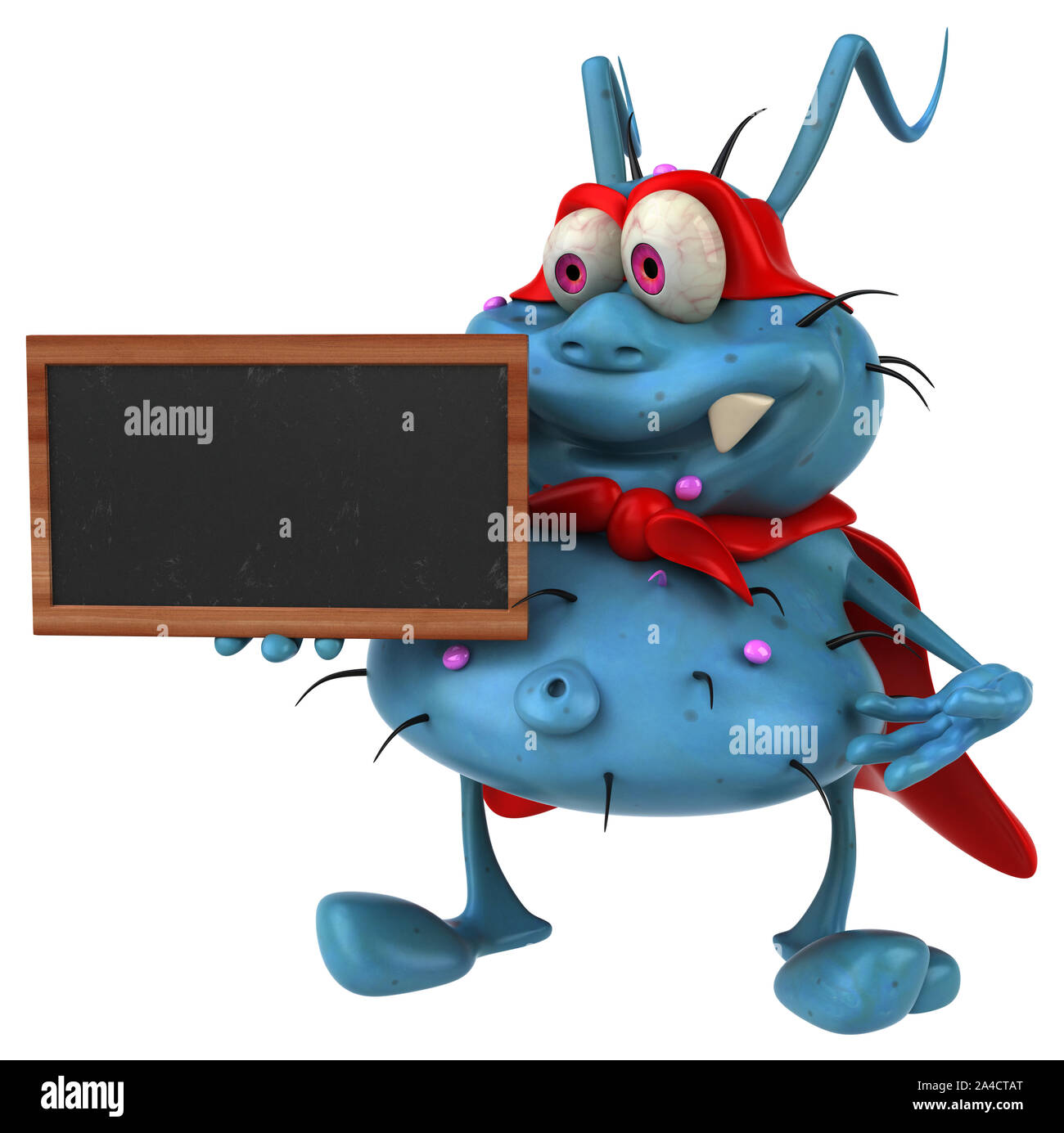Fun 3D germ monster holding a blackboard Stock Photo - Alamy