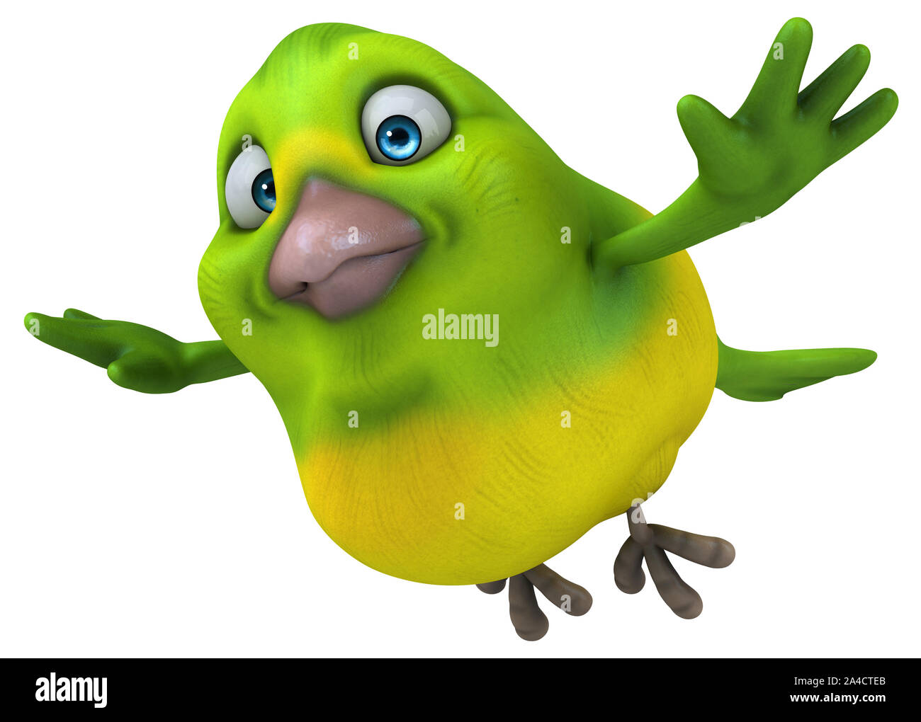 Fun green bird - 3D Illustration Stock Photo - Alamy