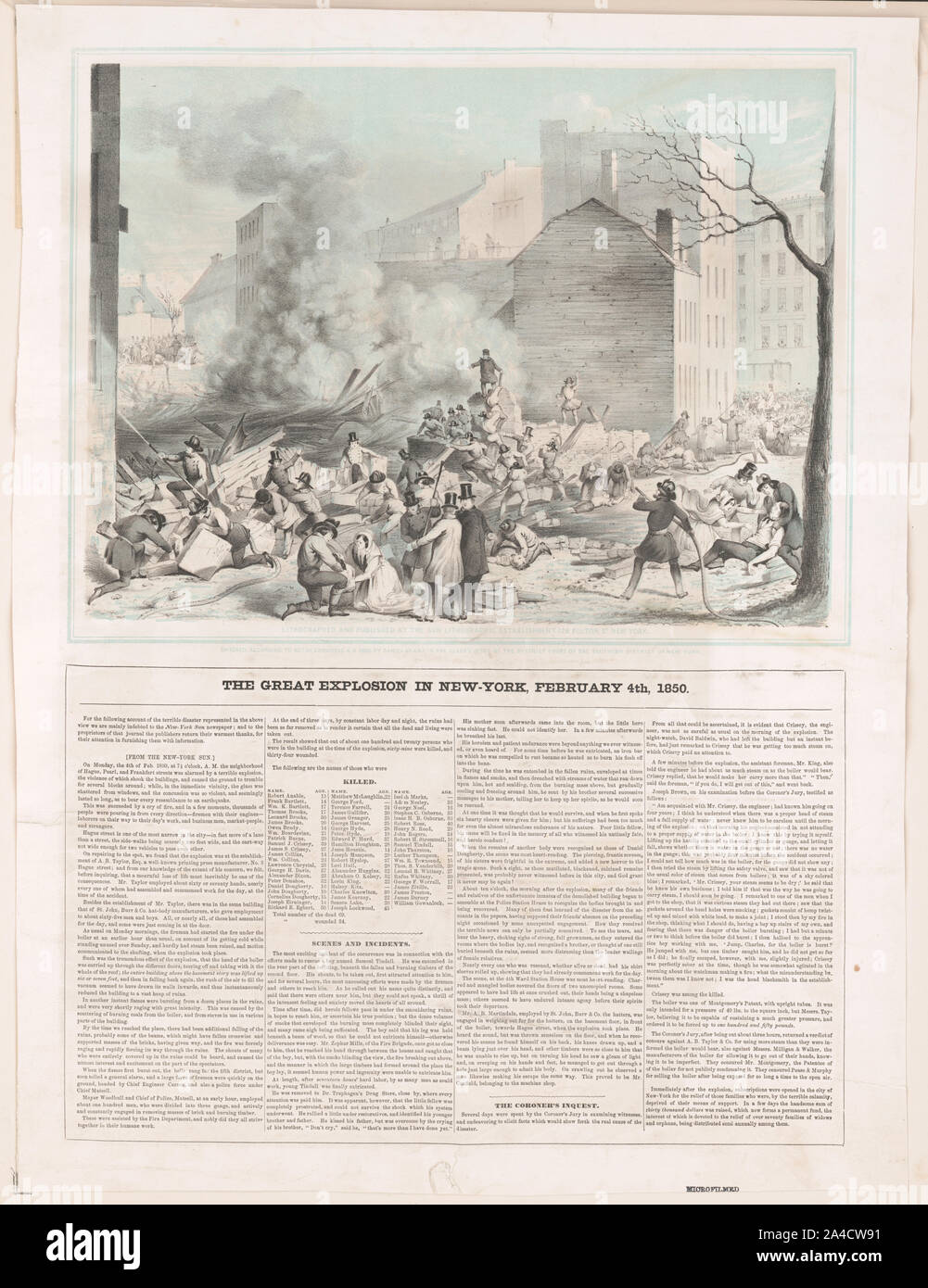 The great explosion in New-York, February 4th, 1850 Stock Photo - Alamy