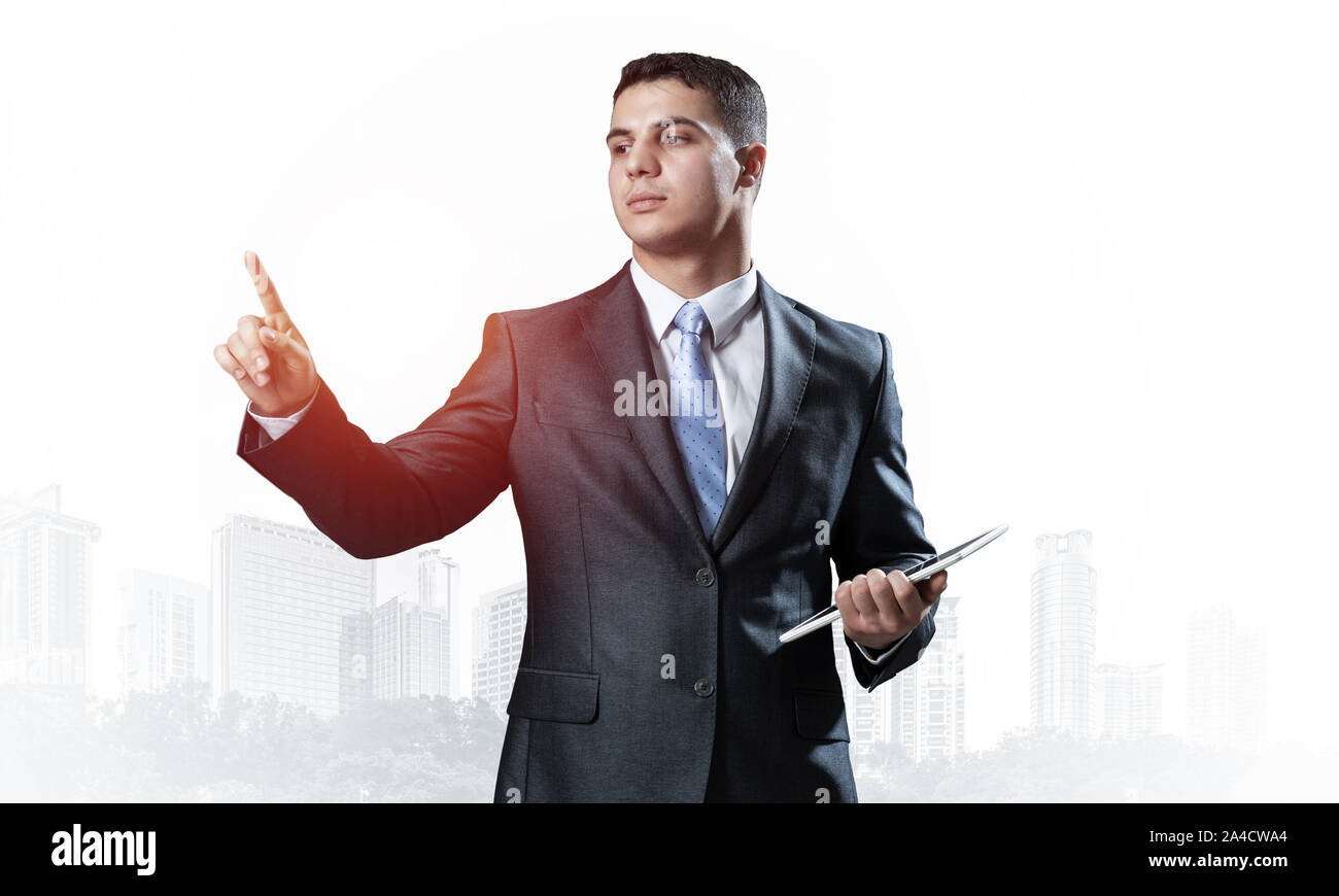 Front view of man in business suit and tie Stock Photo - Alamy