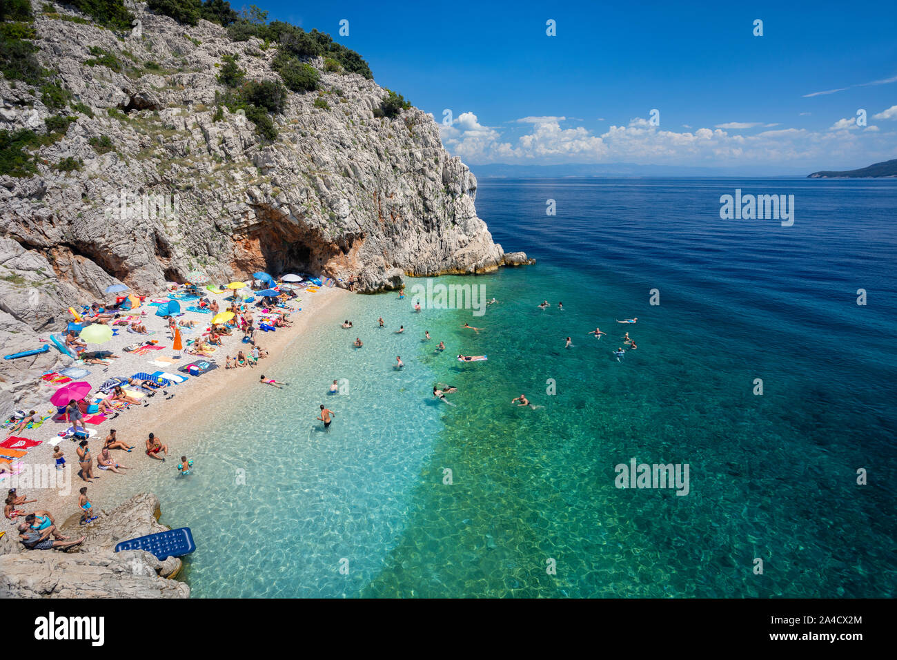 Beautiful and famous beach in cove Klancac near place Brsec, Kvarner ...