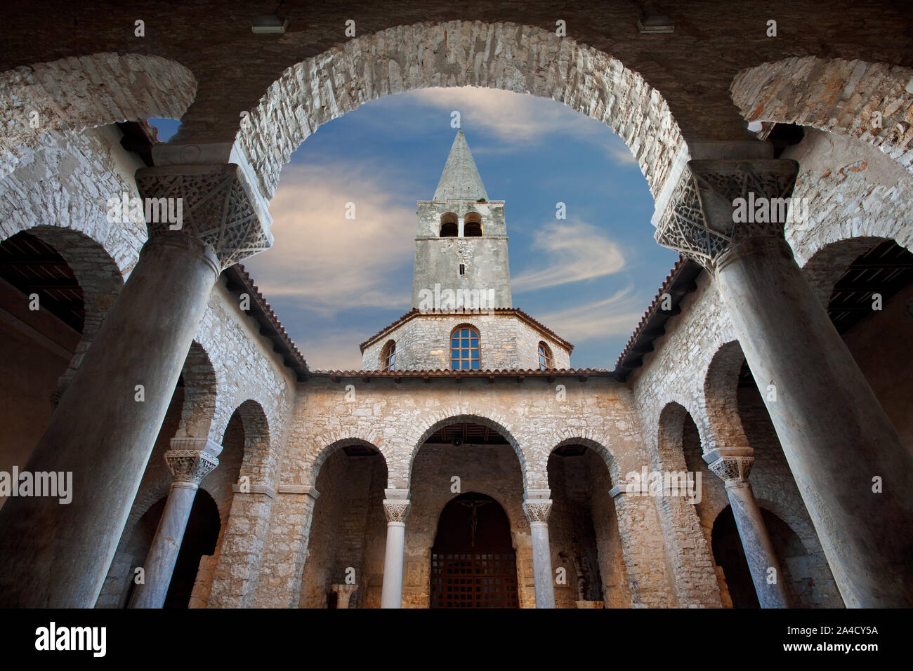 Courtyard of Euphrasius basilica church, Porec, Istria, Croatia Stock ...