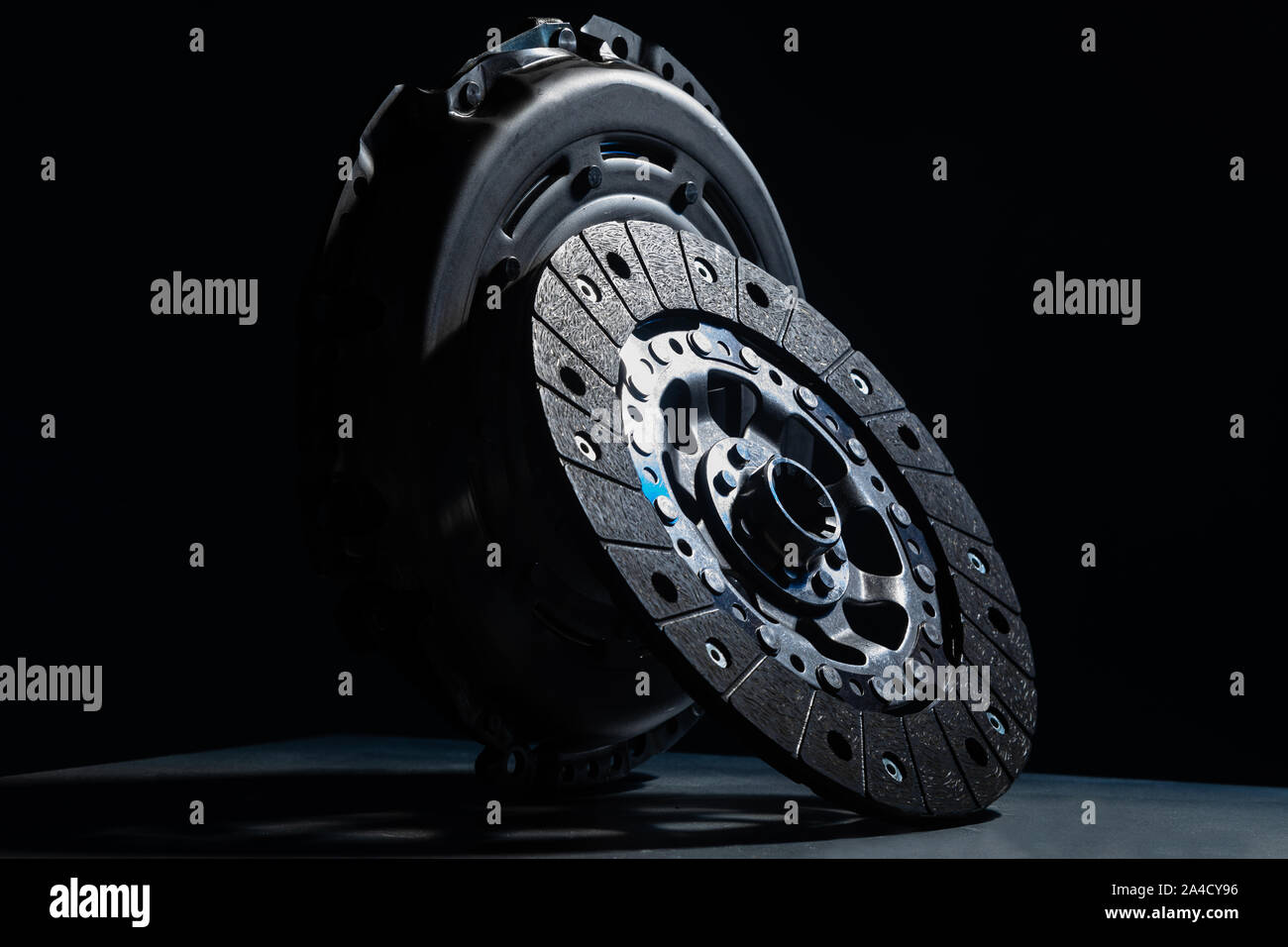 Automobile part - brake rotors against black background Stock Photo - Alamy