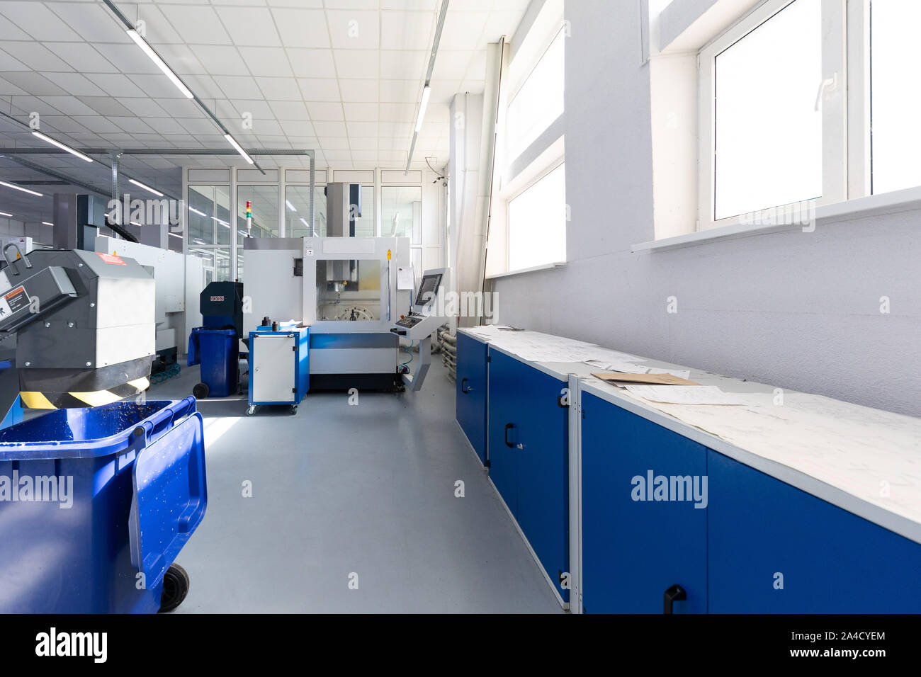 Metal processing factory unit with computerized equipment Stock Photo ...