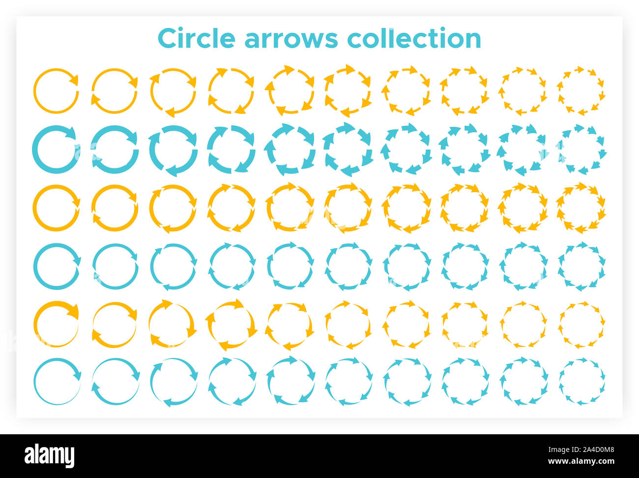 Solid circular arrows symbols collection illustration. Reuse or process ...