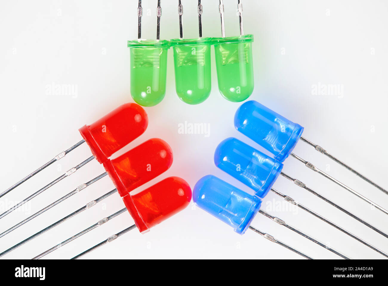RGB color diodes closeup - electronic component for learning, training ...