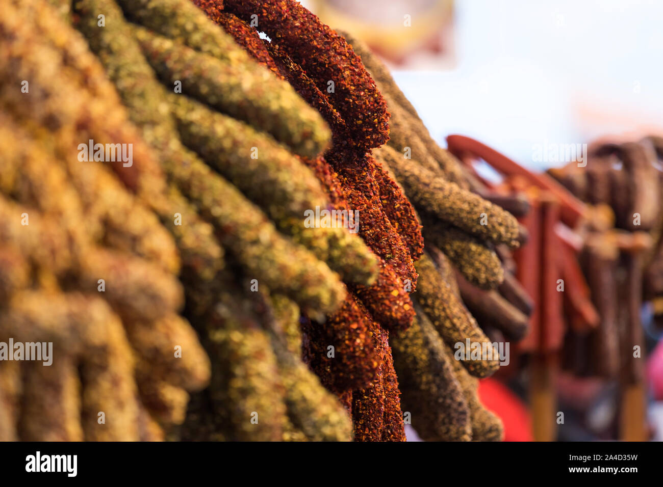 organic butcher booth on a market Stock Photo - Alamy