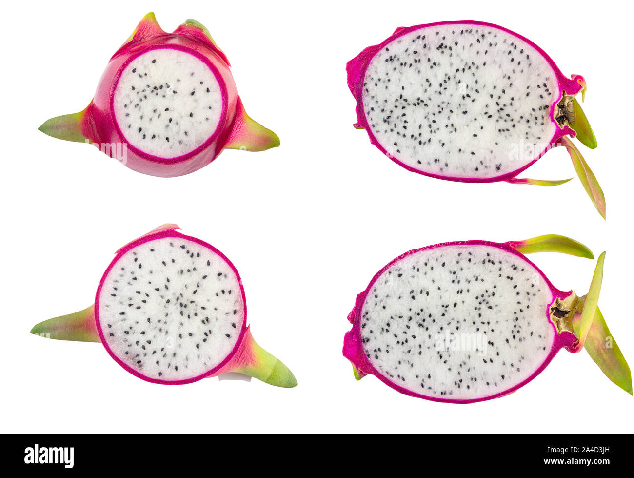 Peeled Pitaya or dragon fruit isolated on white background (clipping ...
