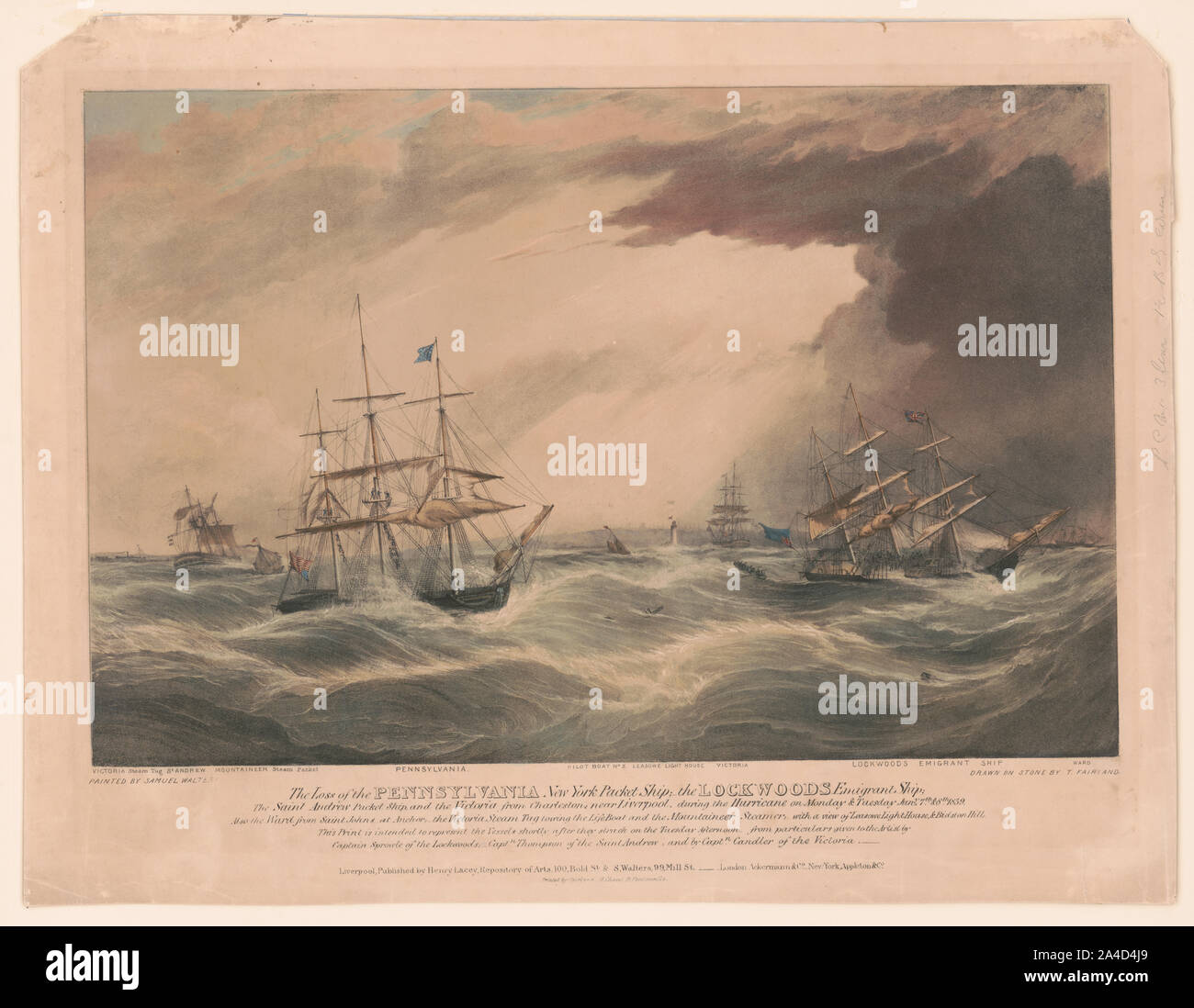 The loss of the Pennsylvania New York packet ship Stock Photo - Alamy