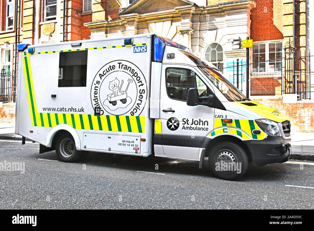 Side view NHS St Johns Ambulance Childrens Acute Transport Service ...