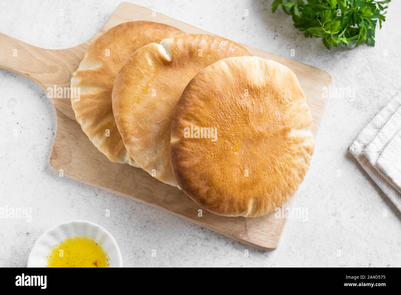 Indian Naan Flat Bread on white background, top view, copy space ...