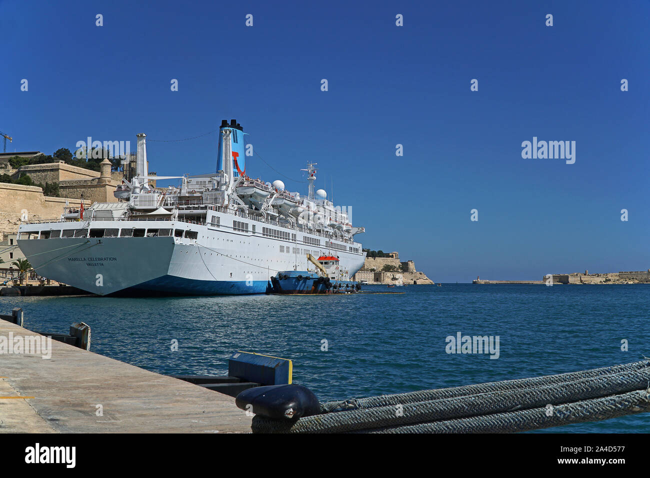 The Marella Celebration cruise ship in harbour at Valletta, Malta Stock ...