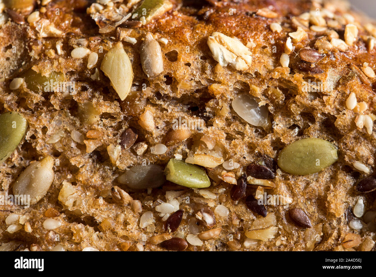 Bread, multigrain bread, surface, partly whole grains baked, bread ...