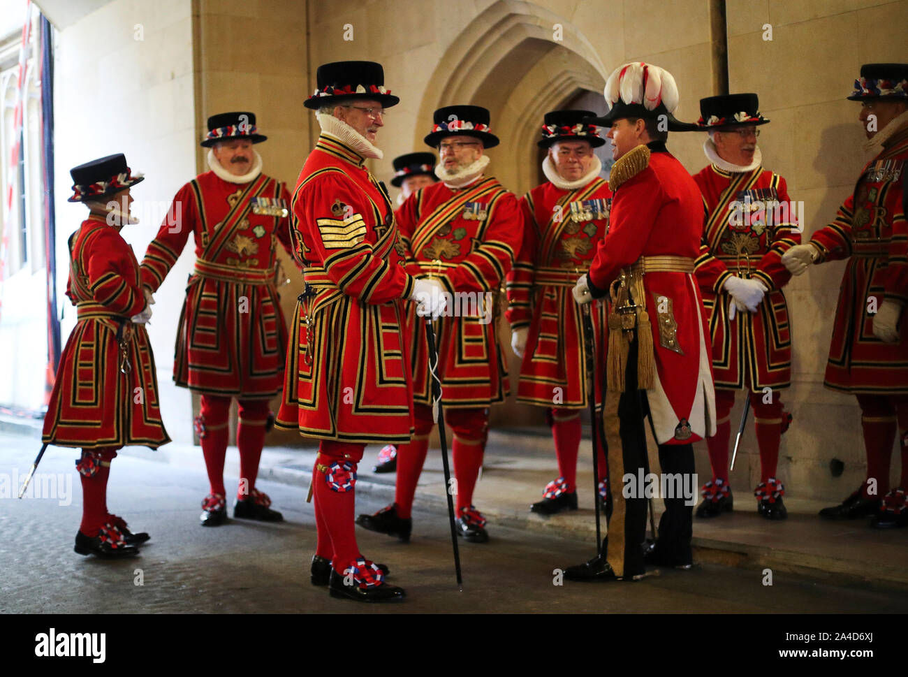 Members of the Yeoman Guard at the Sovereign's entrance ahead of the ...